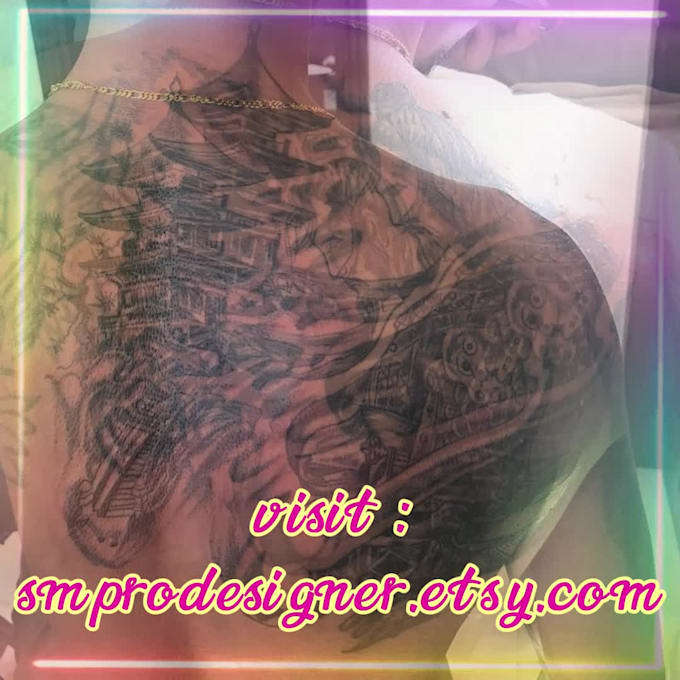 Design a custom full back tattoo that is unique, modern, and hand drawn ...