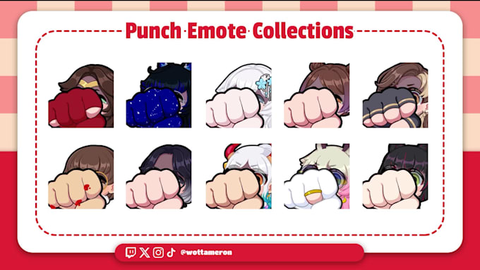 Create ych animated punch emote for twitch youtube discord by Deldella | Fiverr