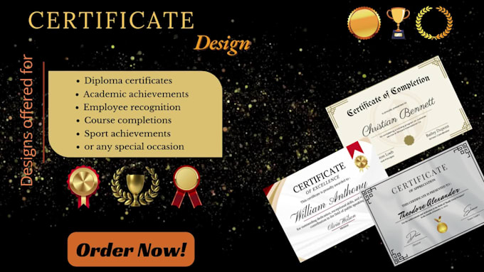 Design custom certification templates for diploma, award ceremonies by ...