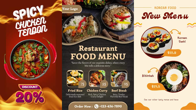 Design a creative, simple and awesome restaurant menu food poster by ...