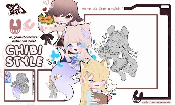 Drawn a chibi art style of your character, oc, vtuber by Callifs | Fiverr