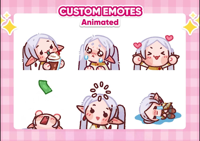 Make cute custom animated emotes for stream by Yholanda_ka | Fiverr