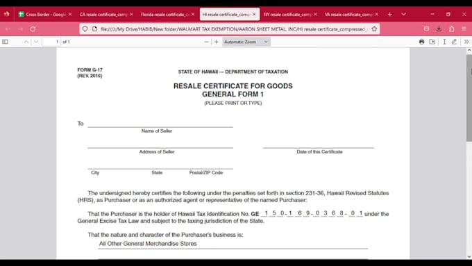 Make resale tax certificate for any us state by Allah_rkahi | Fiverr