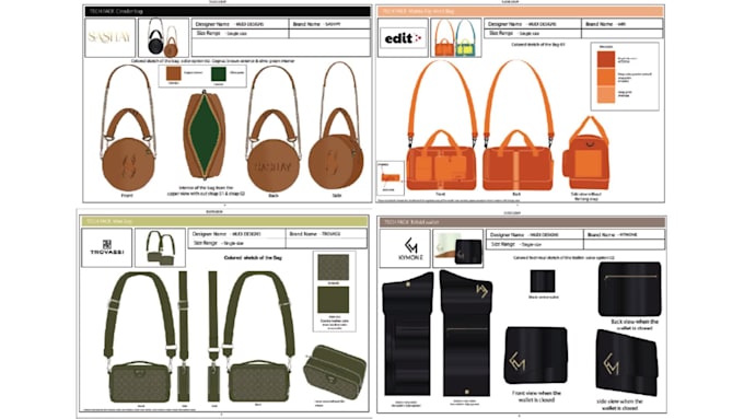 Create a professional bag tech pack in 24 hours by Mudi_designs27 | Fiverr