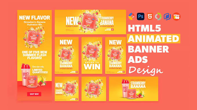 Design html5 animated banner ads, display ads or adroll by ...