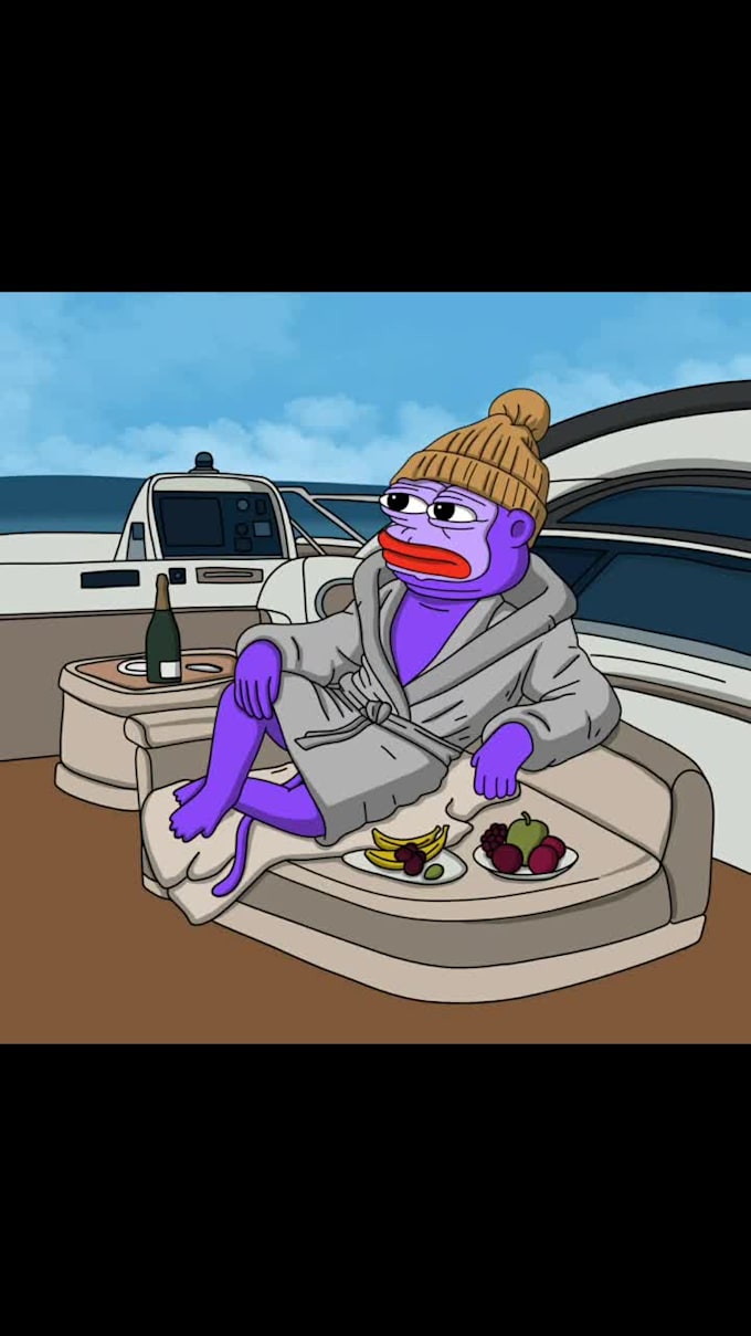 Meme art, animated meme coin crypto art video meme coin art pepe frog ...