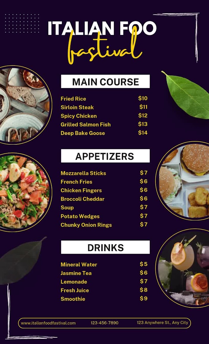 Create a stunning black and yellow restaurant menu design by U ...