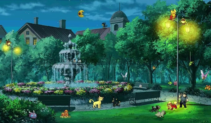 Create high detailed pixel art background scene environment pixel art ...
