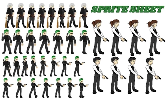 Create a smooth 2d pixel art character,animated gif,2d prop,game sheet ...