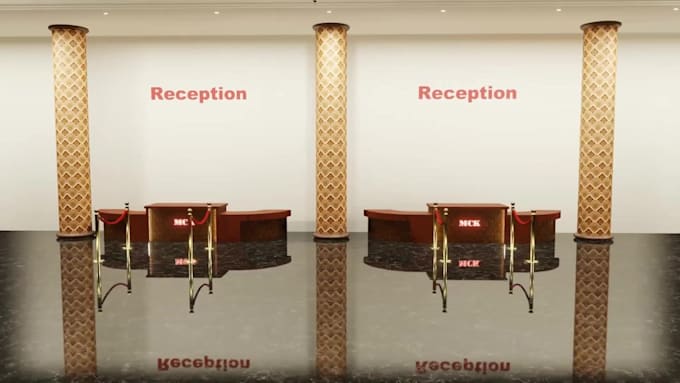 Refurbished modern lobby reception,cgi hotel interior rendering ...