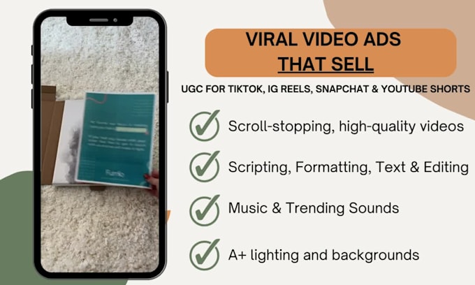Create professional ugc tiktok video ads for your product, snapchat ig reels fb by Destinysharee ...