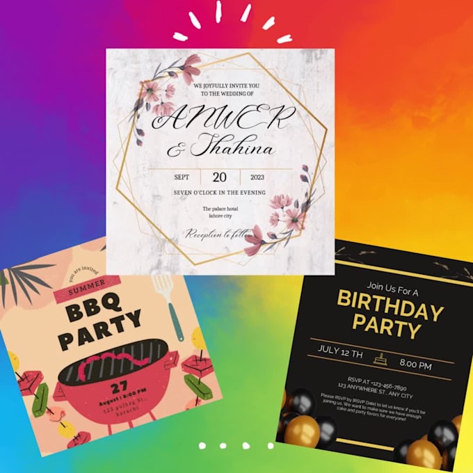 Custom invitation cards design for any occasion by Zainabkhan331 | Fiverr