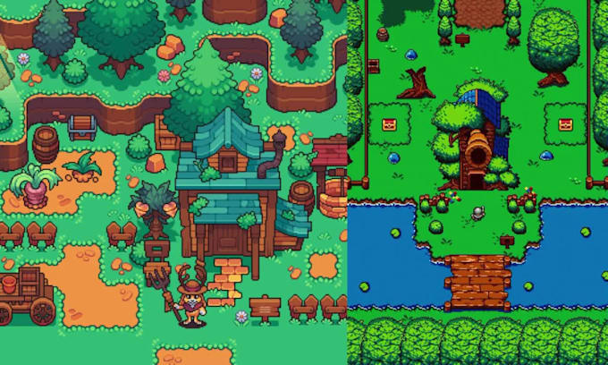 Do pixel art top down tileset background rpg maker game environment ...