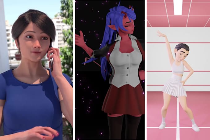 Create fully rigged 3d realistic character avatar 3d video animation nft vr game by ...