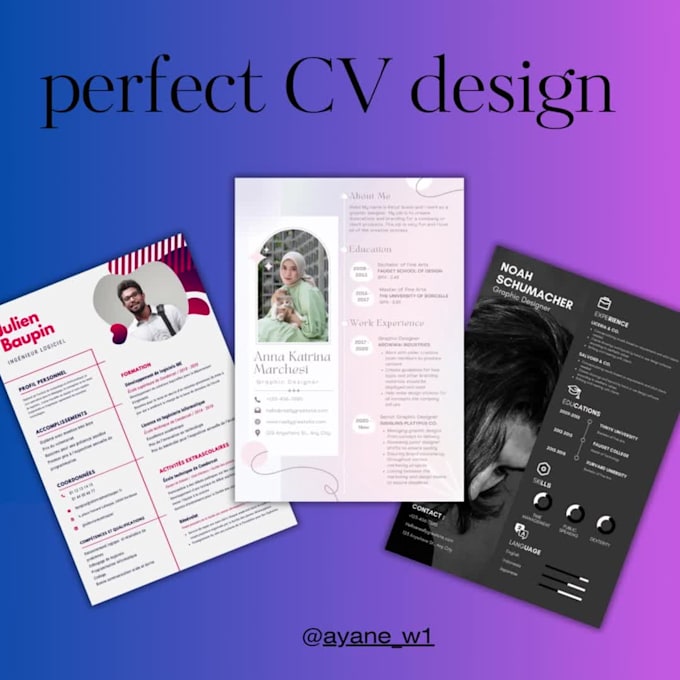 Cv design 3d resume design by Ayarhouna | Fiverr