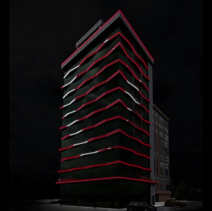 Facade lighting design pixel and mono lighting by Cagriozdemirir | Fiverr