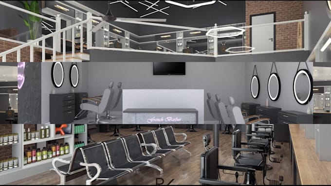 Do barber shop 3d rendering with quality furniture layouts by Rumeyssaa ...