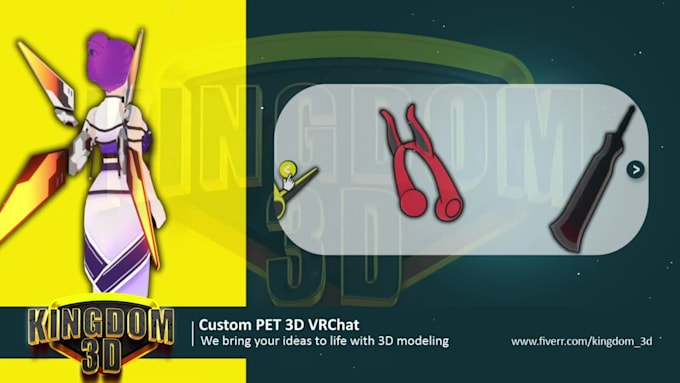 Create 3d model vr chat asset ,object or weapon creation for gamer by ...