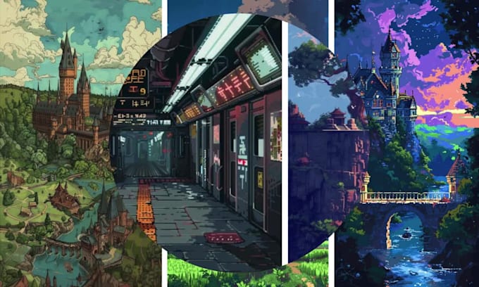 Do 8bit ,16bit ,32bit 2d pixel art background wallpaper animation ...