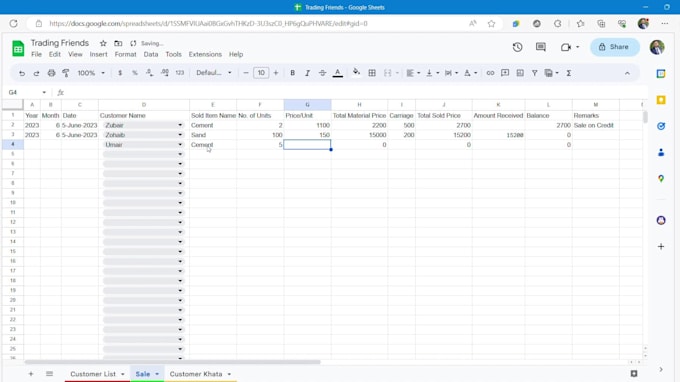Prepare pos in google sheet for daily sale and transaction, complete ...