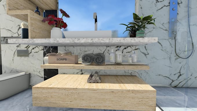 Do 3d rendering and design your bathroom interior by Jugun04 | Fiverr