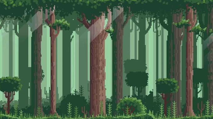 Make pixel art background, pixel art landscape scene environment ...