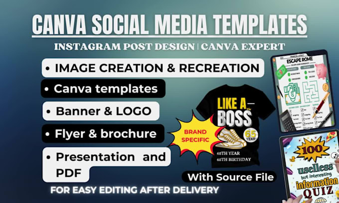 Professional canva post design,social media templates,flyers,ebooks ...