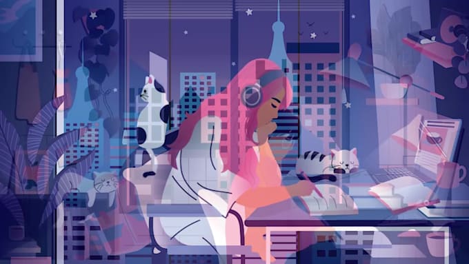Create lofi loop animation ilustration for stream or music by Fanda123 ...