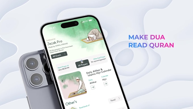 Create islamic muslim app with quran dua and athkar android by Israad_visuals | Fiverr