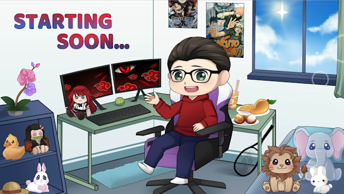 Draw offline, starting soon, animated overlay for twitch by Winda_chu ...