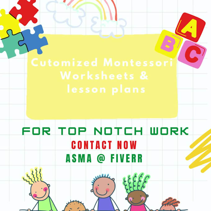 Create lesson plans, worksheets for montessori by Asmaarshad652 | Fiverr