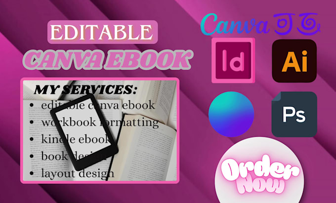 Edit, format editable canva ebook, workbook formatting design, kindle ...