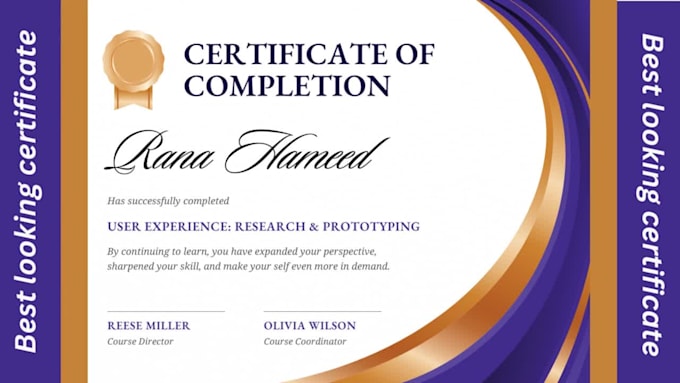 Design best looking certificate for you by Hf480120 | Fiverr
