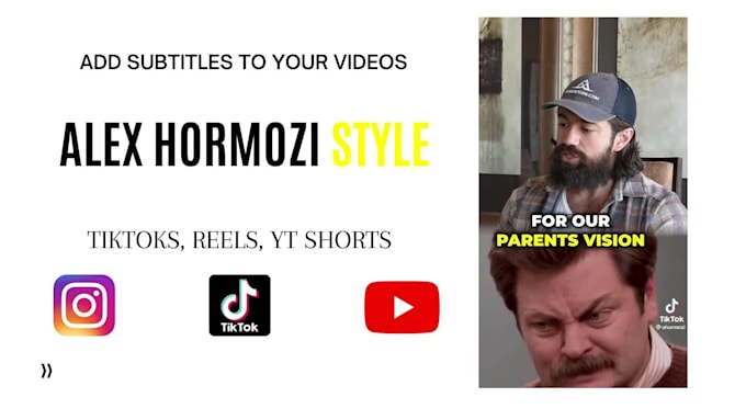 Add captions and subtitles to your short videos like alex hormozi style by Tarikmesbah | Fiverr