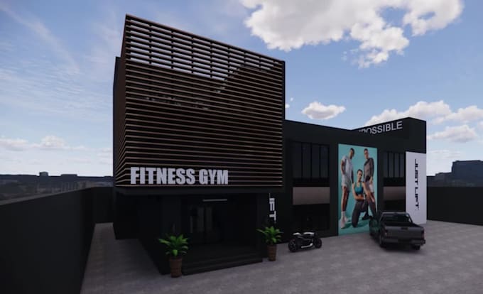 Do 3d gym interior design fitness interior exterior rendering design ...