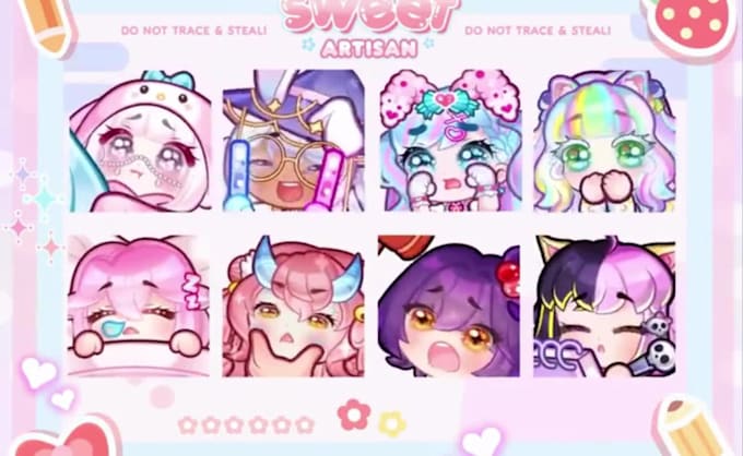 Create cute emotes for twitch vtuber, custom emote animate emote gif ...