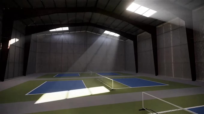Make 3d rendering of tennis, padel, pickleball and badminton court with ...