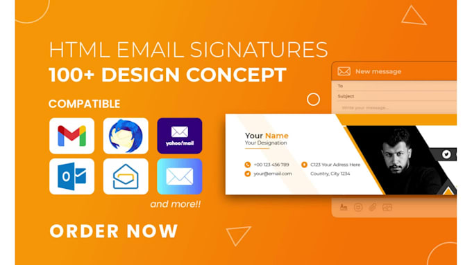 Do business html email signature design with logo , email template by ...