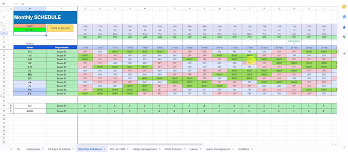 Create premium automatic rota shift calendar or schedule excel or google sheet by Autorota ...