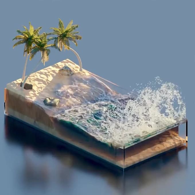 Do 3d water simulation fluid, smoke simulation liquid simulation vfx ...