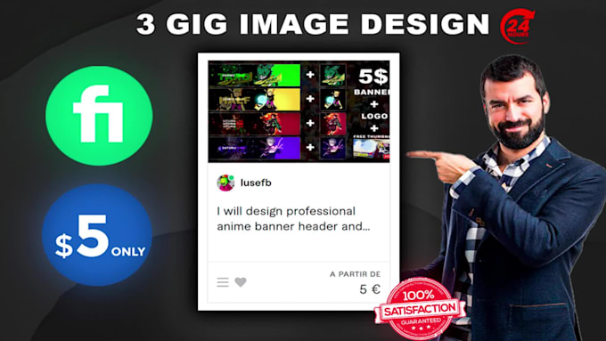 Design 3 custom fiverr gig covers images in 3 hours by Lusefb | Fiverr