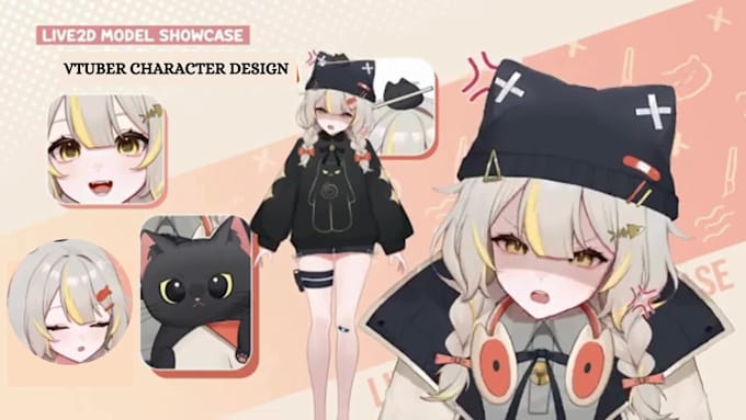 Do 2d vtuber design, live2d model rigging, anime vtuber character ...