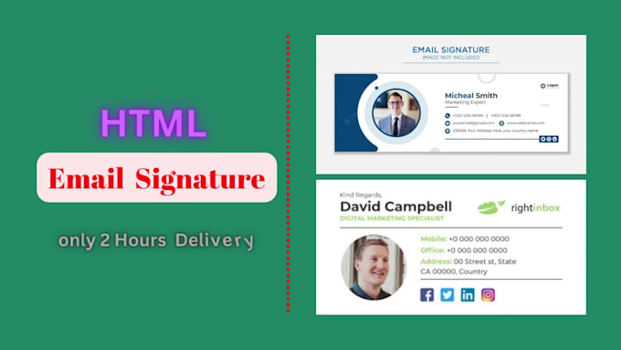 Design clickable html email signature by Shabber12 | Fiverr