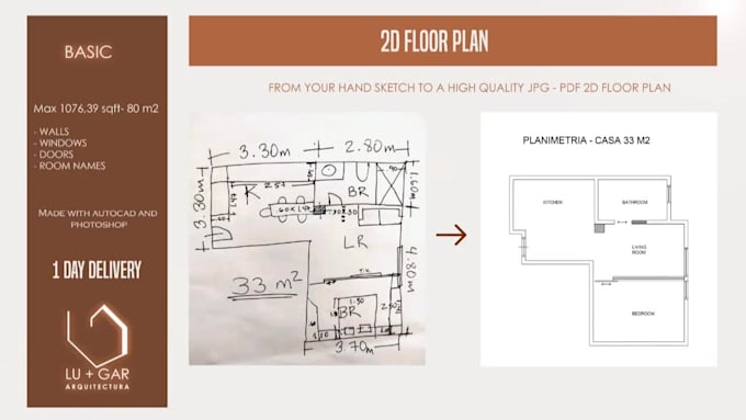 Draw and render 2d architectural floor plan by Isamargarfides | Fiverr