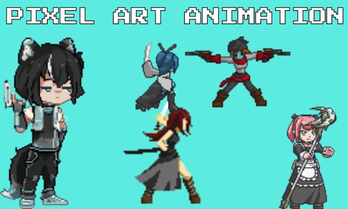 Do 8bit or 16bit pixel art animation 2d game character sprite sheet ...