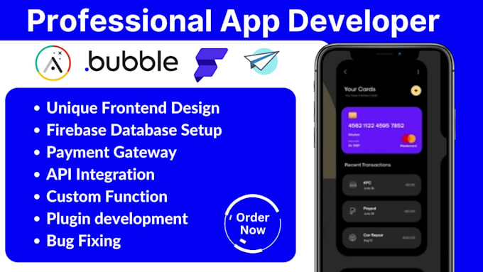 Build cross platform mobile apps with flutterflow bubble io adalo wappler glide by Dav_digitals ...