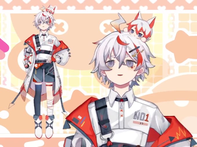 Modelo vtuber live2d, vtuber 2d, modelo vtuber 2d, montaje vtuber, vtuber
