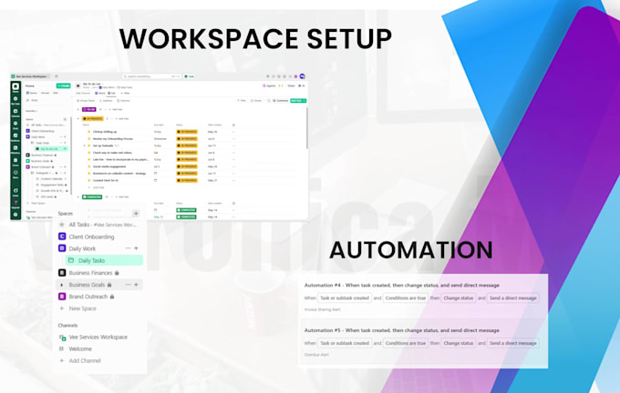 Setup and assist with your clickup workspace by Veronicah3 | Fiverr