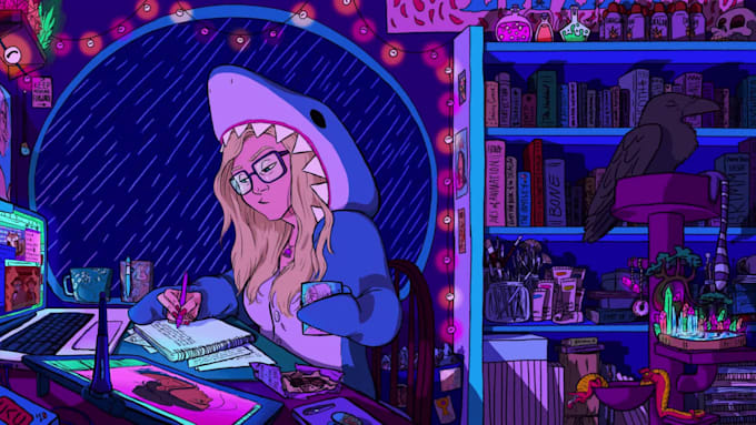 Create lofi loop animated illustration, lofi animated paintings, lofi ...