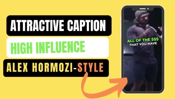 Create alex hormozi style captions for your videos by Zapro9 | Fiverr Create alex hormozi style captions for your videos by Zapro9 | Fiverr